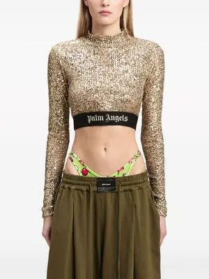 Palm Angels Sequin-design Long-sleeve Top - Gold