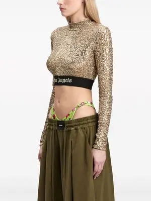 Palm Angels Sequin-design Long-sleeve Top - Gold