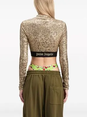 Palm Angels Sequin-design Long-sleeve Top - Gold
