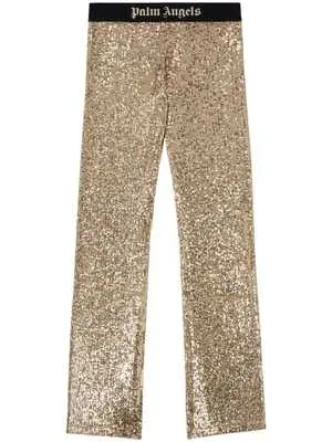 Palm Angels Sequin-design Flared Trousers - Gold