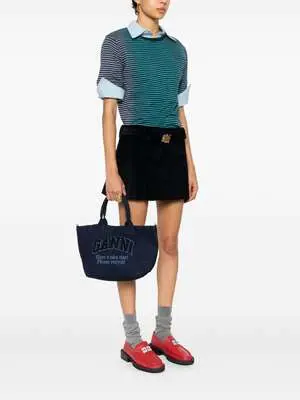 GANNI Embroidered Denim Tote Bag