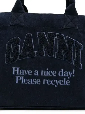 GANNI Embroidered Denim Tote Bag