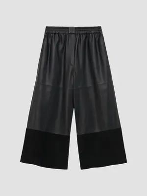 Loewe Cropped Leather Trousers - Black