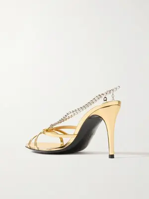 Gucci Heloise Crystal-embellished Leather Sandals