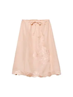 Prada Embroidered Habutai Silk Skirt