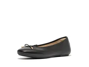 Fitflop Delicato Bow Soft Leather Ballerinas Flat Shoes - Black