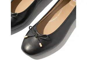 Fitflop Delicato Bow Soft Leather Ballerinas Flat Shoes - Black