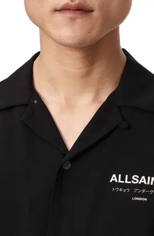 ALLSAINTS Underground Logo Graphic Camp Shirt - Black