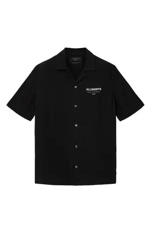 ALLSAINTS Underground Logo Graphic Camp Shirt - Black