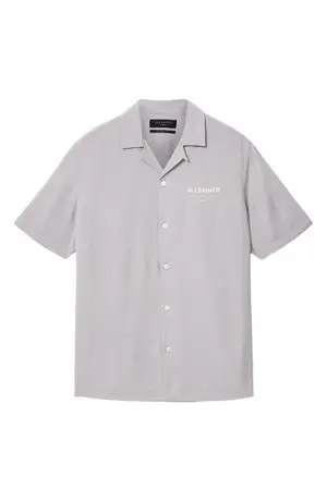 ALLSAINTS Underground Logo Graphic Camp Shirt - Clouded Grey
