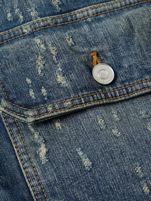 Givenchy Distressed Denim Jacket - Blue