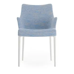 KARTELL Eleganza Nia Melange Dining Armchair, White Legs - Sky Blue