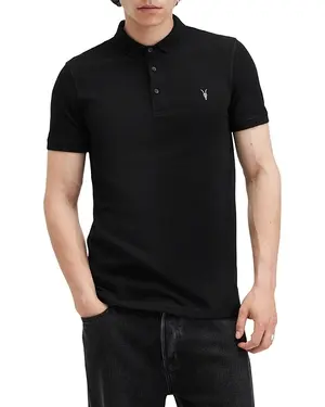 ALLSAINTS Reform Cotton Slim Fit Polo Shirt - Black
