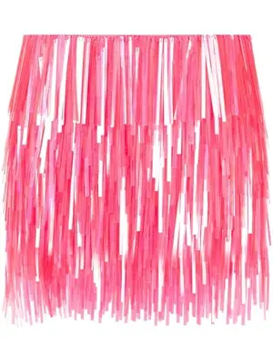 Sportmax Fringe-design Tiered Mini Skirt - Pink
