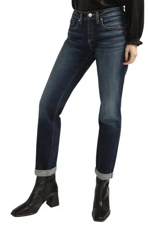 SILVER JEANS CO. Boyfriend Cuffed Slim Leg Jeans