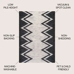 JONATHAN Y Siksak Modern Chevron Border Machine-washable Area Rug