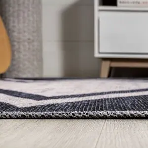 JONATHAN Y Siksak Modern Chevron Border Machine-washable Area Rug