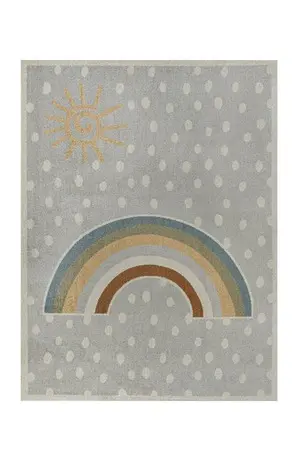 JONATHAN Y Minha Rainbow Dot Modern Machine-washable Area Rug - Gray/ivory/yellow