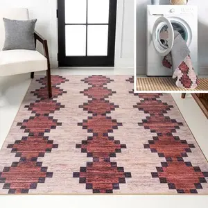 JONATHAN Y Timantii Modern Trellis Kilim Machine-washable Area Rug - Red/ivory