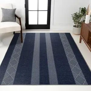 JONATHAN Y Nautisk Trellis Stripe Machine-washable Area Rug