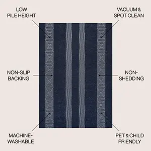 JONATHAN Y Nautisk Trellis Stripe Machine-washable Area Rug