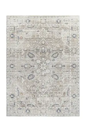 JONATHAN Y Shaii Global Medallion Low-pile Machine-washable Area Rug - Light Gray/brown