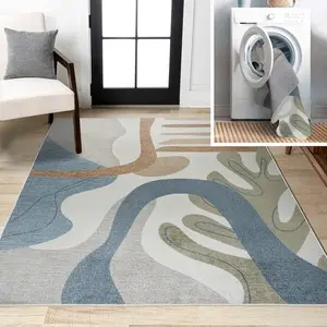 JONATHAN Y Algae Abstract Glam Botanical Machine-washable Area Rug - Cream/multi