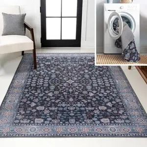 JONATHAN Y Kemer All-over Persian Machine-washable Area Rug - Black/blue