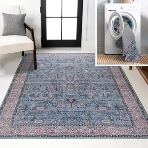 JONATHAN Y Kemer All-over Persian Machine-washable Area Rug - Blue/red/brown