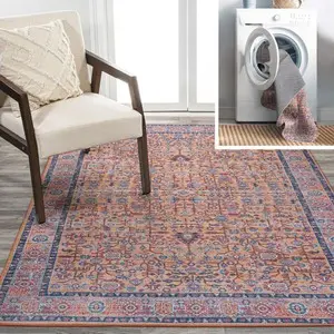JONATHAN Y Kemer All-over Persian Machine-washable Area Rug - Red/blue