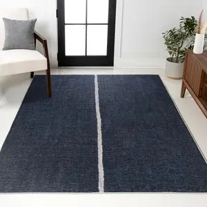 JONATHAN Y Linja Solid Centre Stripe Machine-washable Area Rug