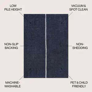 JONATHAN Y Linja Solid Centre Stripe Machine-washable Area Rug