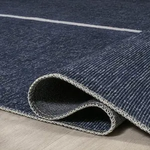 JONATHAN Y Linja Solid Centre Stripe Machine-washable Area Rug