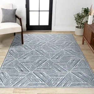 JONATHAN Y Vector Modern Coastal Geometric Machine-washable Area Rug