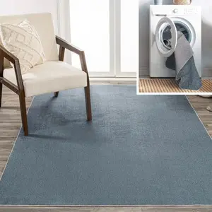 JONATHAN Y Twyla Classic Solid Low-pile Machine-washable Area Rug - Blue