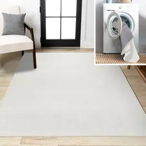 JONATHAN Y Twyla Classic Solid Low-pile Machine-washable Area Rug - Cream
