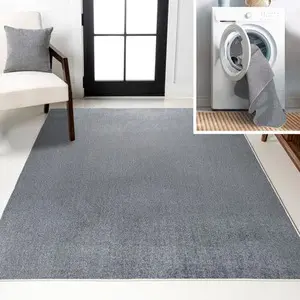 JONATHAN Y Twyla Classic Solid Low-pile Machine-washable Area Rug Gray