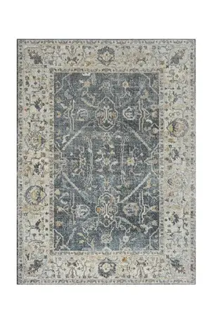 JONATHAN Y Brandy Rustic Border Low-pile Machine-washable Area Rug - Dark Gray/cream
