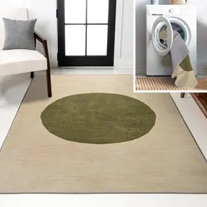 JONATHAN Y Cirkel Minimalist Geometric Dot Machine-washable Area Rug - Cream/green