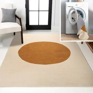 JONATHAN Y Cirkel Minimalist Geometric Dot Machine-washable Area Rug - Cream/terracotta