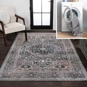 JONATHAN Y Alacati Ogee Medallion Machine-washable Area Rug - Dark Green/dark Beige