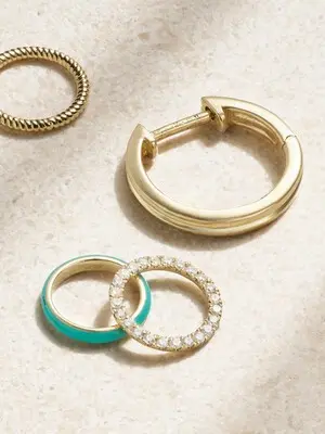 Yvonne Léon 9-karat Enamel And Diamond Single Hoop Earring