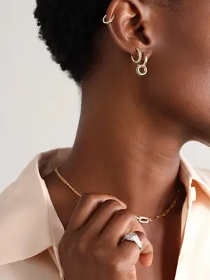Yvonne Léon 9-karat Enamel And Diamond Single Hoop Earring