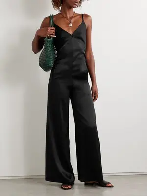 RIVET UTILITY Foxy Open-back Silk-blend Satin Jumpsuit