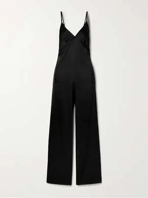 RIVET UTILITY Foxy Open-back Silk-blend Satin Jumpsuit