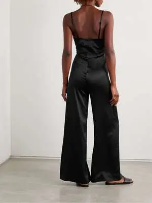 RIVET UTILITY Foxy Open-back Silk-blend Satin Jumpsuit