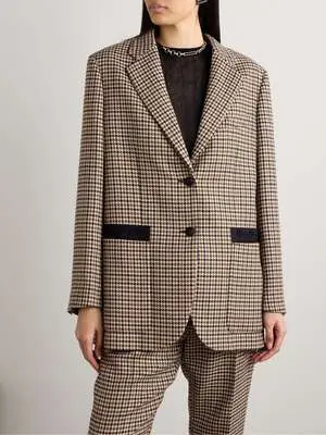 Veronica De Piante Sebastian Houndstooth Wool Blazer - Brown