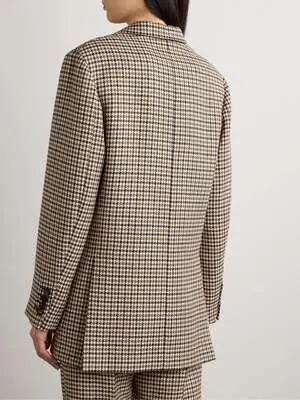Veronica De Piante Sebastian Houndstooth Wool Blazer - Brown