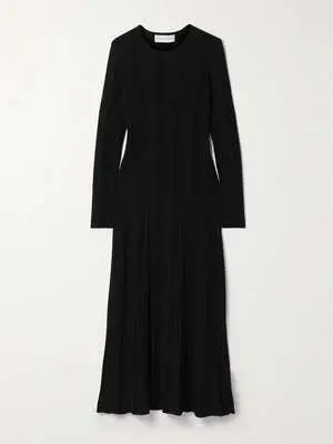 Veronica De Piante Anais Ribbed Wool Midi Dress - Black