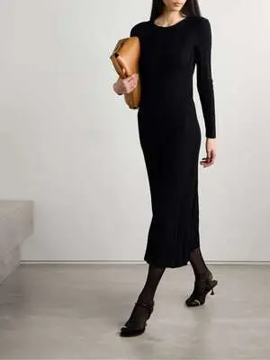 Veronica De Piante Anais Ribbed Wool Midi Dress - Black